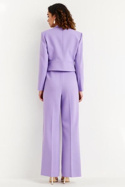Leely Women Purple Peak Lapel 2 Piece Satin Business Suits One Button ...