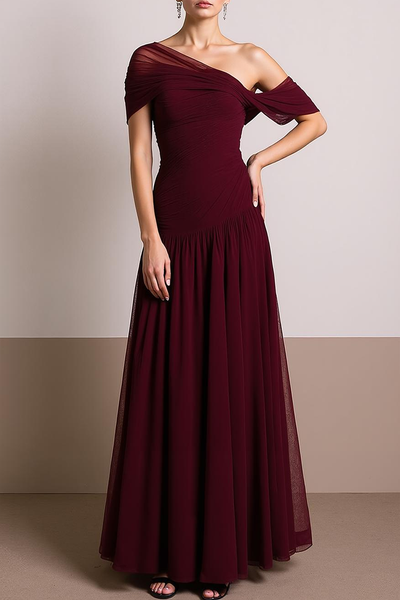 Leely Women Cabernet Chiffon Maxi Formal Dress A Line Evening Dress ...