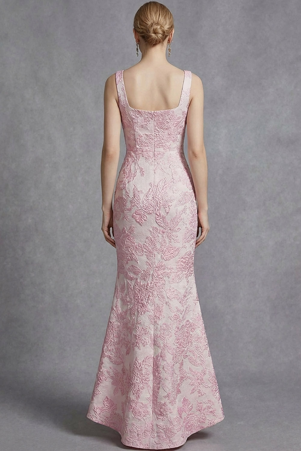 Leely Women Jacquard Mermaid Pink Floral Maxi Wedding Guest Dress with ...